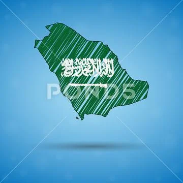 Scribble map of Saudi Arabia. Sketch Country map for infographic ...