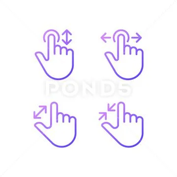 Scrolling and zooming gestures gradient linear vector icons set Illustration #212080060