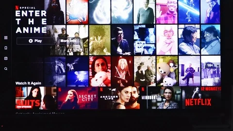 scrolling Netflix offering on the TV scr... | Stock Video | Pond5