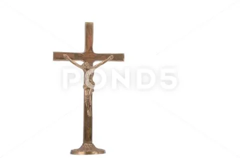 Photograph: The Sculpture Of The Crucified Jesus Christ, isolated on a white background. #86082812
