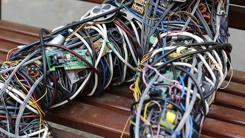 Sculpture of human, made of electric wir... | Stock Video | Pond5