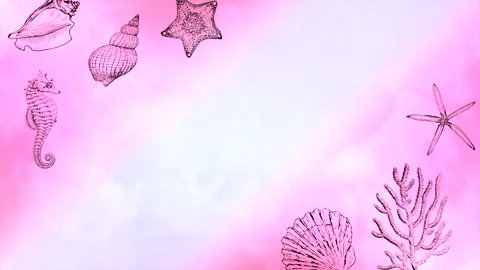 Sea animals on pink beach | Stock Video | Pond5