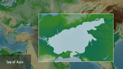 Sea of Azov. Physical map. Patterson Cyl... | Stock Video | Pond5