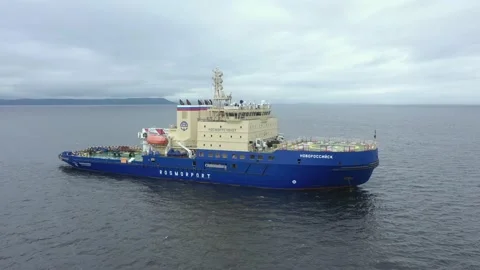 The sea ice breaker in the middle of a g... | Stock Video | Pond5