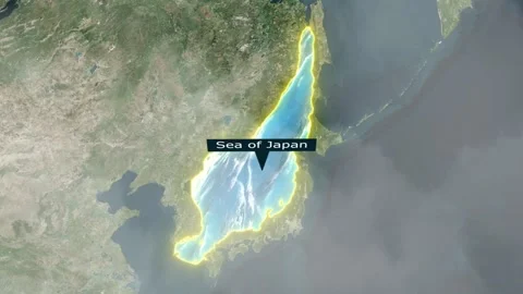 Sea of Japan Map - Clouds Effect | Stock Video | Pond5