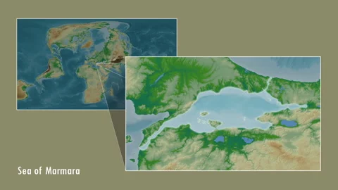 Sea of Marmara. Physical map. Patterson ... | Stock Video | Pond5
