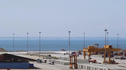 Sea port terminal with containers & carg... | Stock Video | Pond5