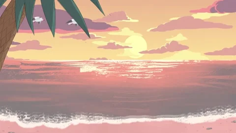 sea sunset background 2d animation scree... | Stock Video | Pond5