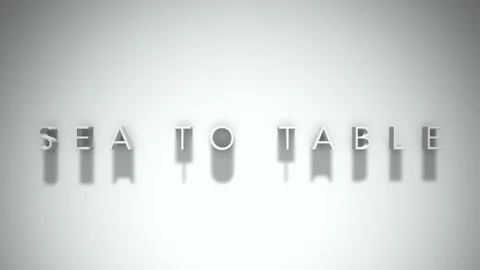 sea to table 3D title animation white te... | Stock Video | Pond5