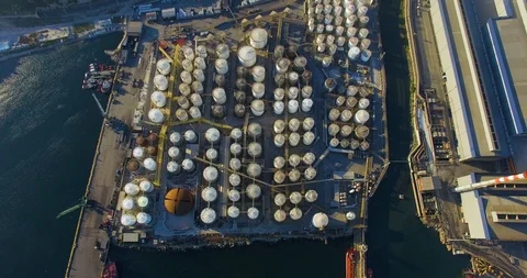 Sea Tank Terminal Top View | Stock Video | Pond5