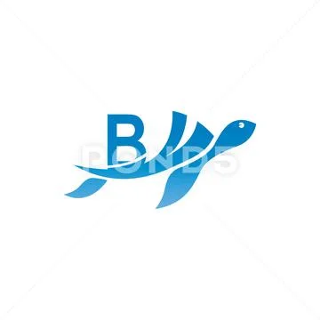 Sea turtle icon with letter B logo design illustration: Royalty Free ...