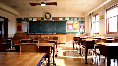 A seamless 4K animation of an empty clas... | Stock Video | Pond5