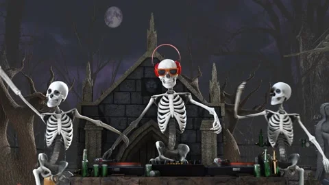 Seamless animation of a DJ skeleton and ... | Stock Video | Pond5