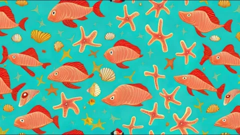 Seamless animation with sea creatures. E... | Stock Video | Pond5