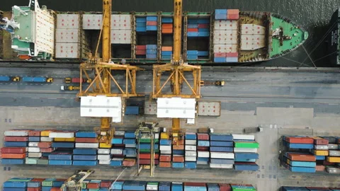 Seamless Container Ship Loading and Unlo... | Stock Video | Pond5
