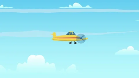 Seamless loop of airplane cartoon flying... | Stock Video | Pond5