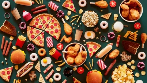 Seamless loop animation of fast food.A t... | Stock Video | Pond5