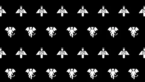 Seamless loop pattern of angel and devil... | Stock Video | Pond5