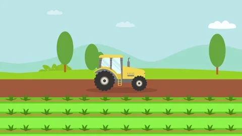 Seamless loop tractor on a farm 2d anima... | Stock Video | Pond5