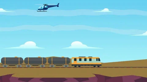 Seamless loop train pulling tanker with ... | Stock Video | Pond5