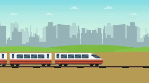 Seamless loopable bullet train with city... | Stock Video | Pond5
