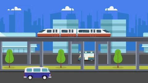 Seamless loopable bullet train in the ci... | Stock Video | Pond5