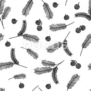 Seamless pattern of Black outline hand drawing vector illustration of a ...