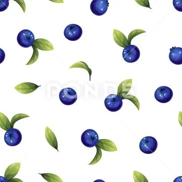 Seamless pattern of blueberries. Texture of blue berries and leaves ...