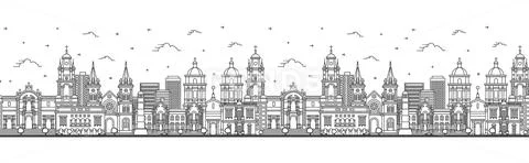 Seamless pattern with Outline Lima Peru City Skyline with Modern and ...