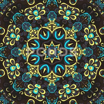 Seamless tile texture. Tracery mehndi design image. Dark toxic colors ...