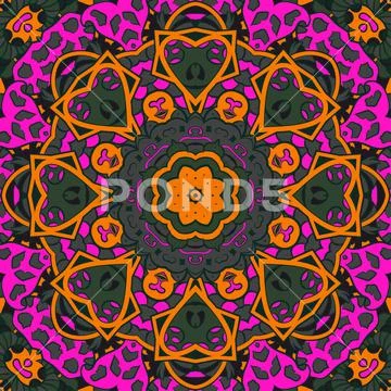 Seamless tile texture. Tracery mehndi design image. Dark toxic colors ...