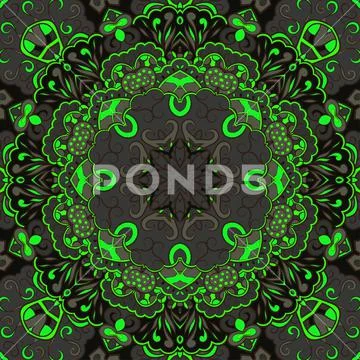 Seamless tile texture. Tracery mehndi design image. Dark toxic colors ...