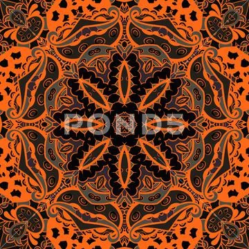 Seamless tile texture. Tracery mehndi design image. Dark toxic colors ...