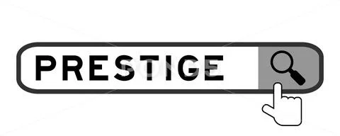 Search banner in word prestige with hand over magnifier icon on white ...