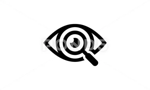 Search vision icon in black. Eyes with dandruff. Vector on isolated ...