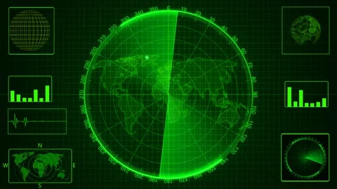 Searching green color radar HUD screen a... | Stock Video | Pond5