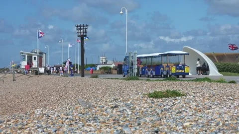 Seaside, beach, promenade, noddy train, ... | Stock Video | Pond5