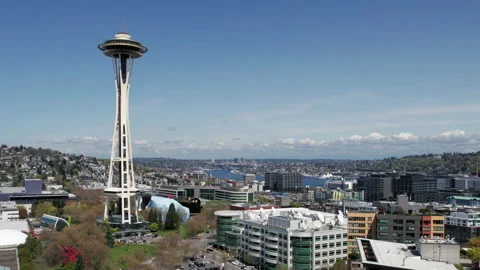 Seattle City Center Aerial with Blue Sky... | Stock Video | Pond5