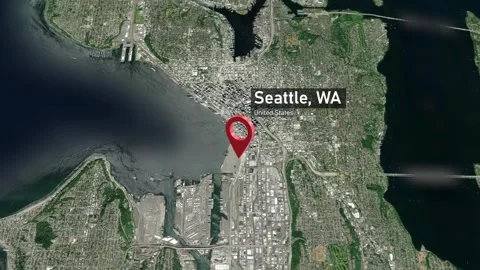 Seattle City Map Zoom (WA, USA) from Spa... | Stock Video | Pond5