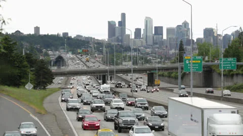 Seattle Freeway commuter traffic time-la... | Stock Video | Pond5