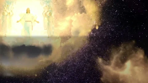 Second coming of Jesus in the clouds of ... | Stock Video | Pond5