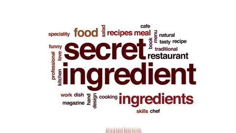 Secret ingredient animated word cloud, t... | Stock Video | Pond5