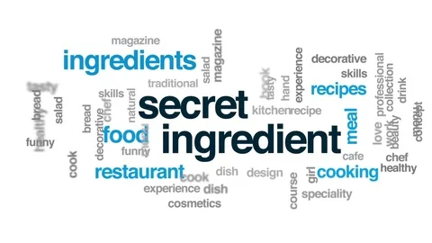 Secret ingredient animated word cloud, t... | Stock Video | Pond5