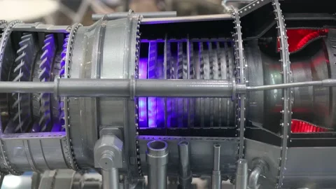 section model of a historic jet engine | Stock Video | Pond5