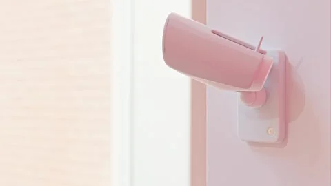 Security CCTV camera cute shape and pink... | Stock Video | Pond5