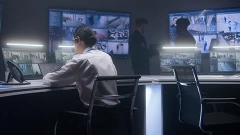 Security employees monitoring CCTV camer... | Stock Video | Pond5