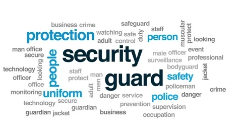 Security guard animated word cloud, text... | Stock Video | Pond5