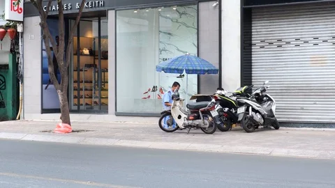 Security Guard Typing On His Phone While... | Stock Video | Pond5