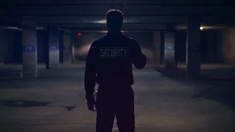 Security Scene | Security guard with fla... | Stock Video | Pond5
