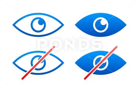 See and unsee eyes icon set. Hide and unhide symbol. Sensitive content ...